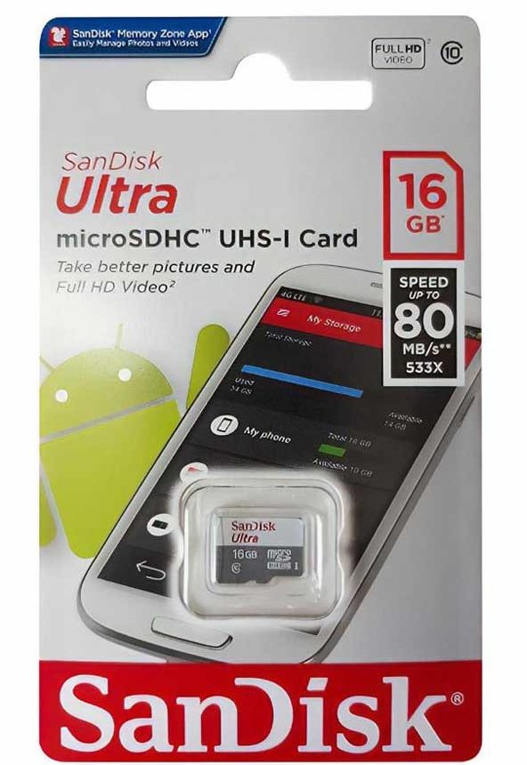 Thẻ nhớ Micro SDHC Sandisk 16GB class 10 Ultra | Phong Vũ